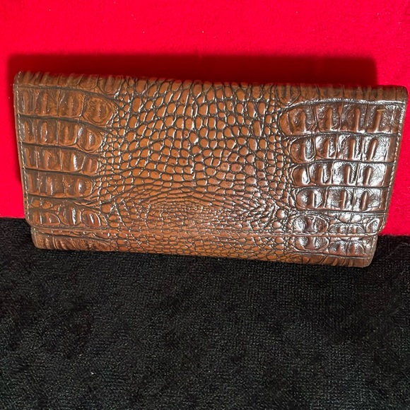 Brahmin | Bags | Brahmin Vintage Large Brown Trifold Walletcroc ...